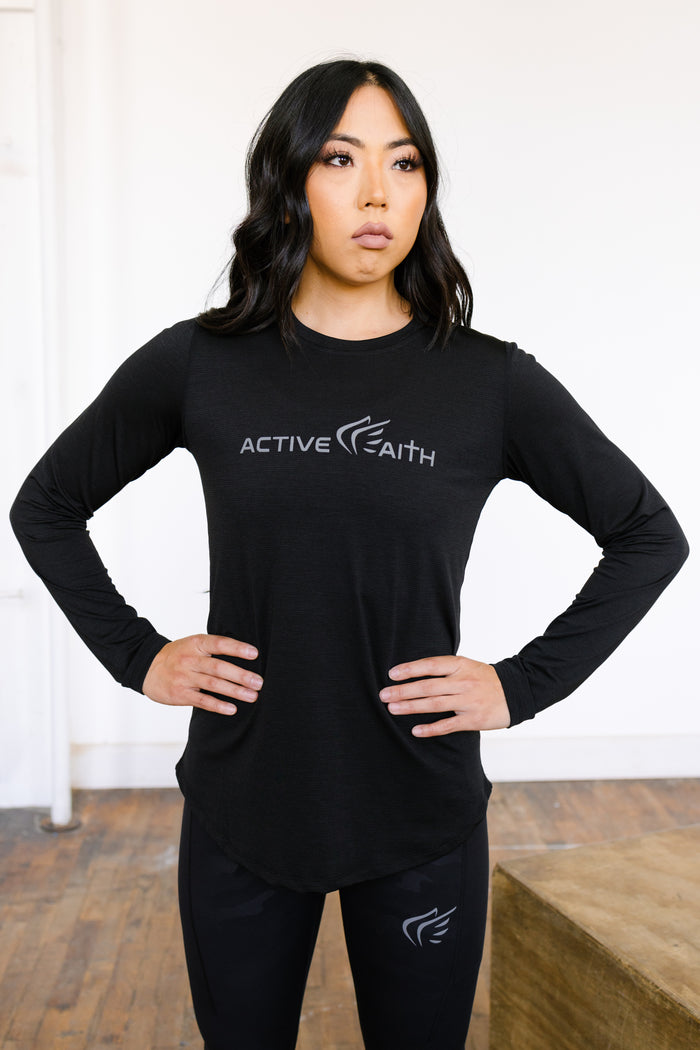 Long Sleeve Exercise and Workout Shirt For Women - Active Faith Sports